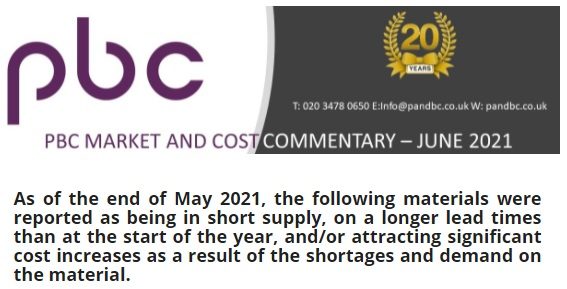 PBC Materials Cost and Delivery Lead Times Commentary | PBC